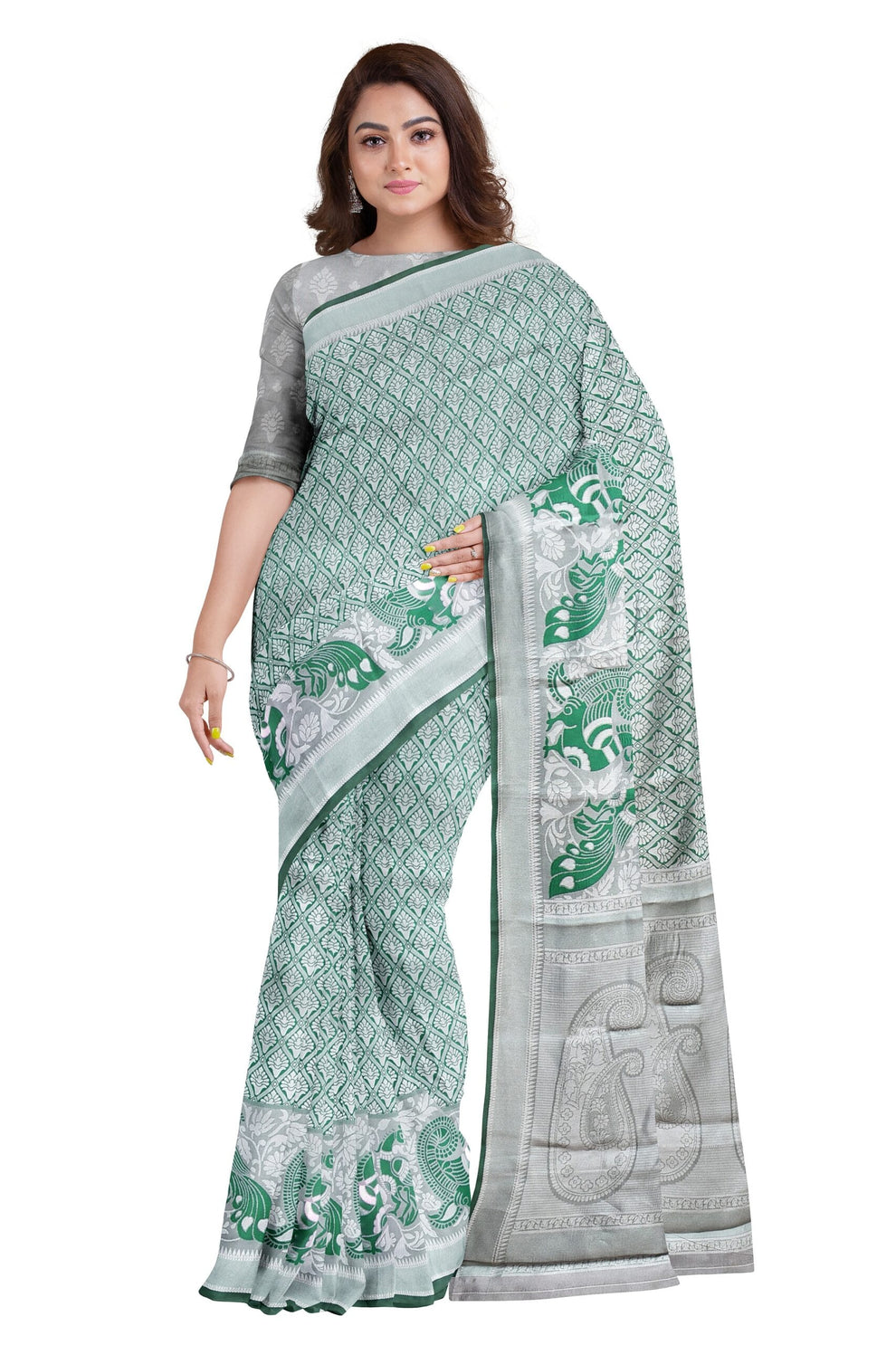 Green Art Silk Kanchi Peacock Border Design Saree at0037 – Nilambari Sarees