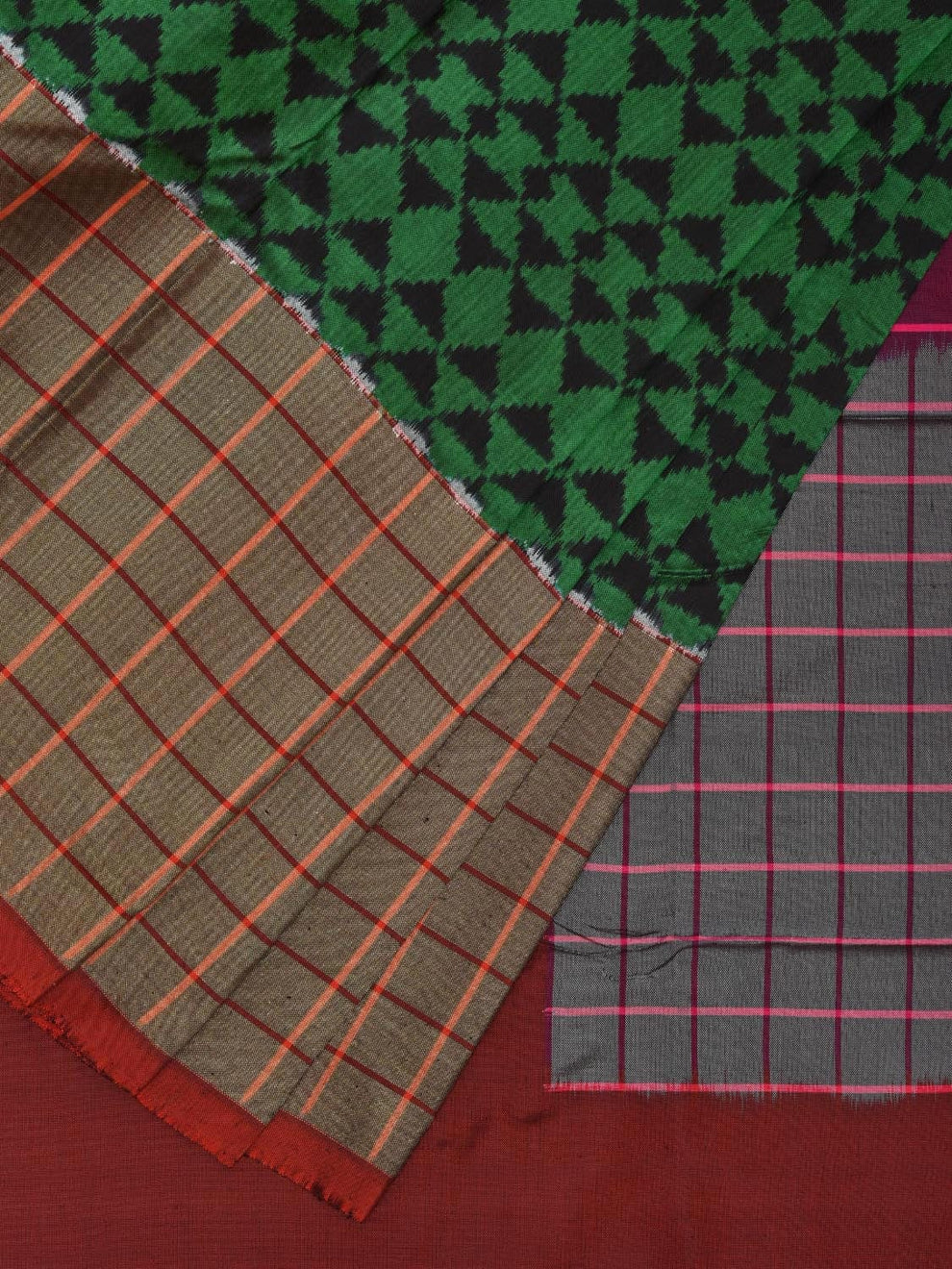 Multicolor Pochampally Ikat Silk Handloom Saree with Checks Border Des ...