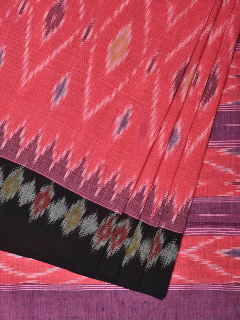 Pink Pochampally Ikat Cotton Handloom Saree with Body Buta and Border ...